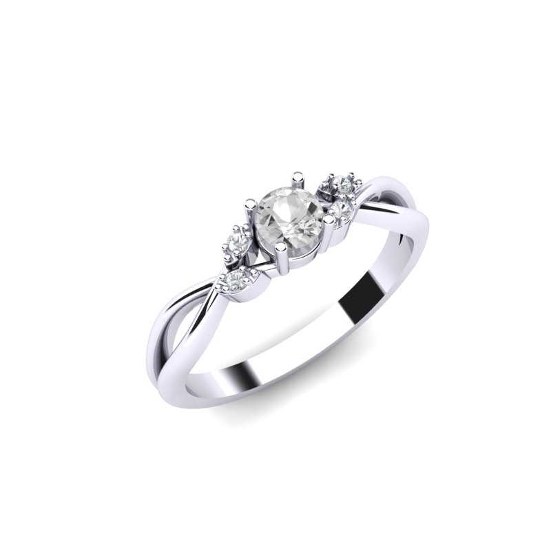 Prsten od belog zlata sa belim safirom i dijamantima Minja