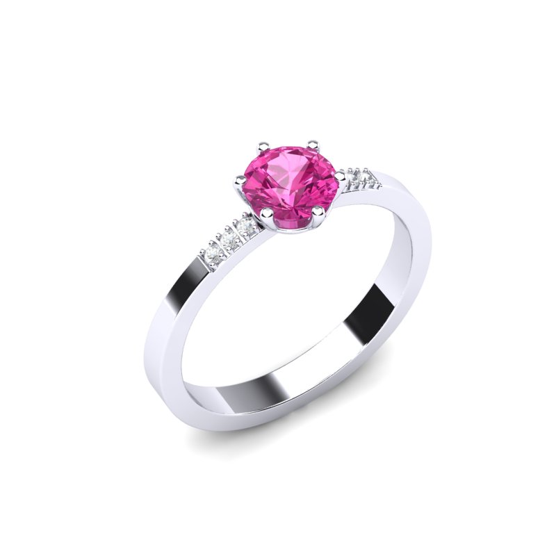 Prsten od belog zlata sa pink safirom i dijamantima Rita