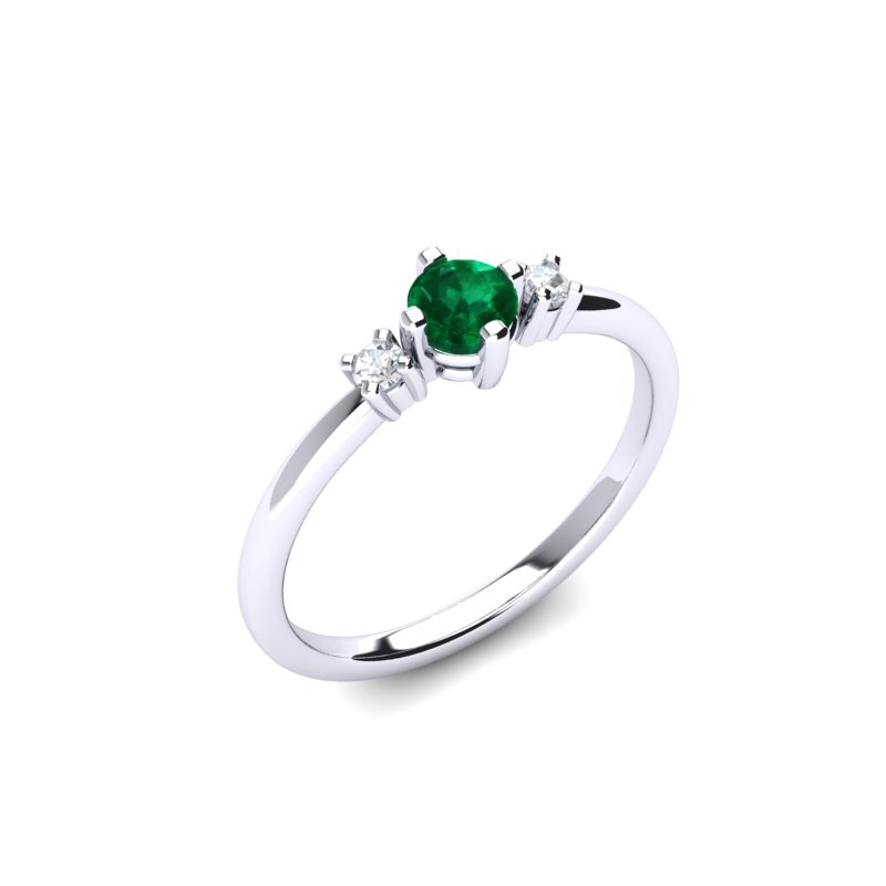Smaragd i Dijamant na na zlatnom prstenu Tomana