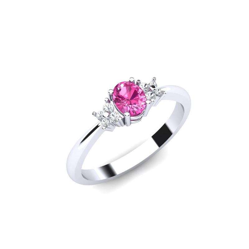 Prsten od belog zlata sa pink safirom i dijamantima Viki