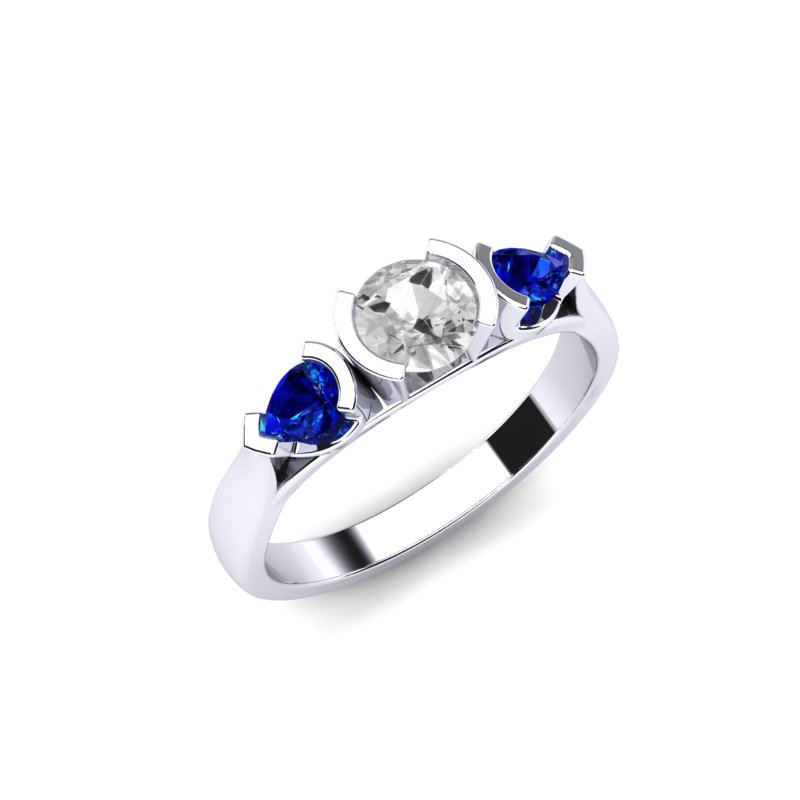 Prsten od belog zlata sa belim i plavim safirom Ada