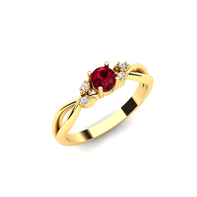 Zlatni prsten sa rubinom i dijamantima Minja2