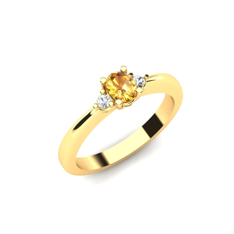 Zlatno prstenje sa žutim safirom i dijamantima Zoja4