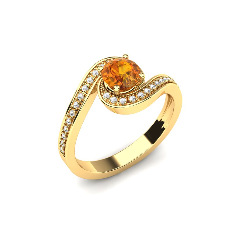 Zlatni prsten sa narandžastim safirom i dijamantima Mara