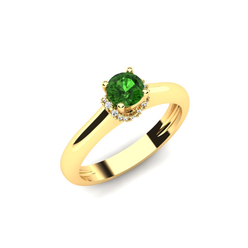 Zlatno prstenje sa zelenim safirom i dijamantima Timy