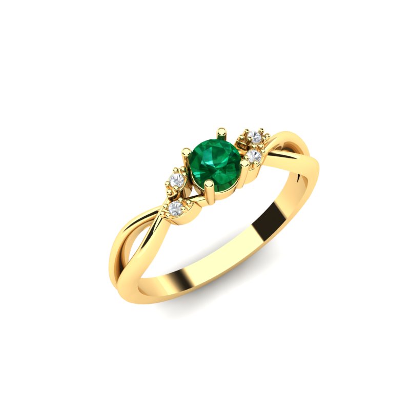 Zlatni prsten sa Smaragdom i Dijamantima Ivona