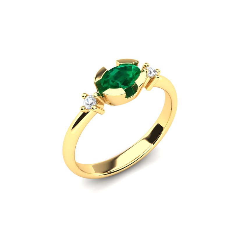 Angeri zlatni prsten sa Smaragdom i Dijamantom