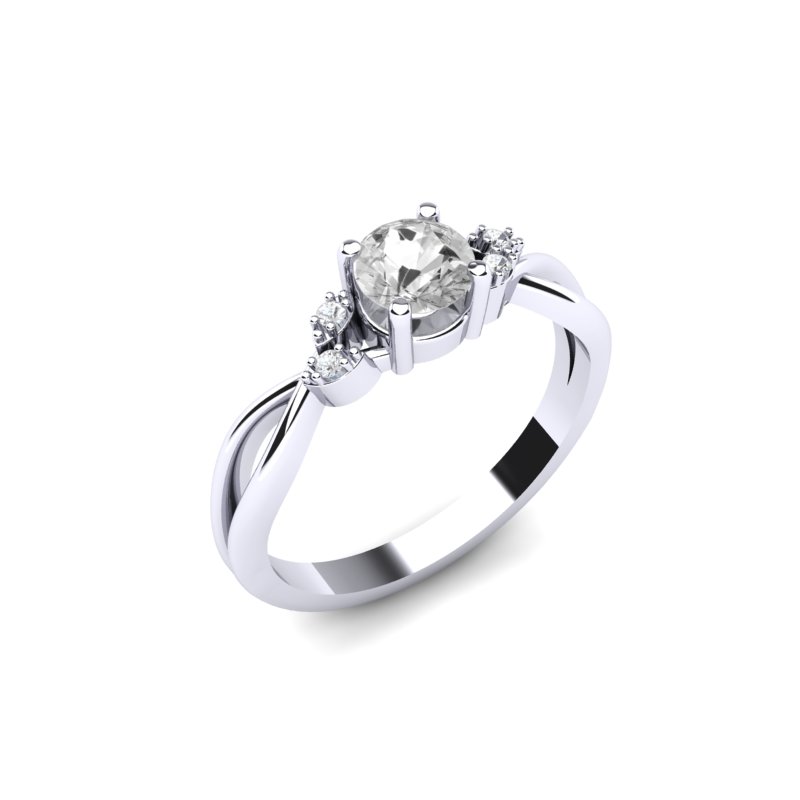 Prsten od belog zlata sa belim safirom i dijamantima Ines