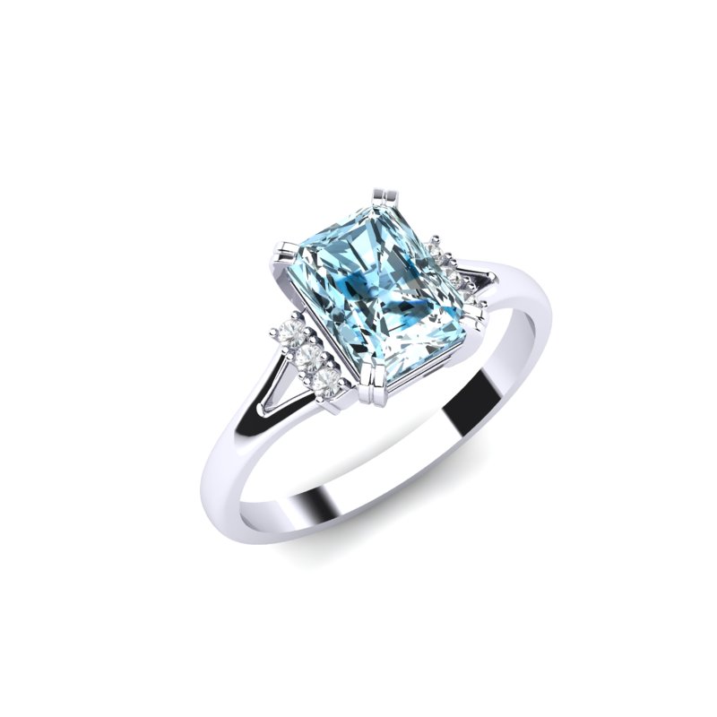 Verenički prsten sa Aquamarinom i Dijamantima Liza