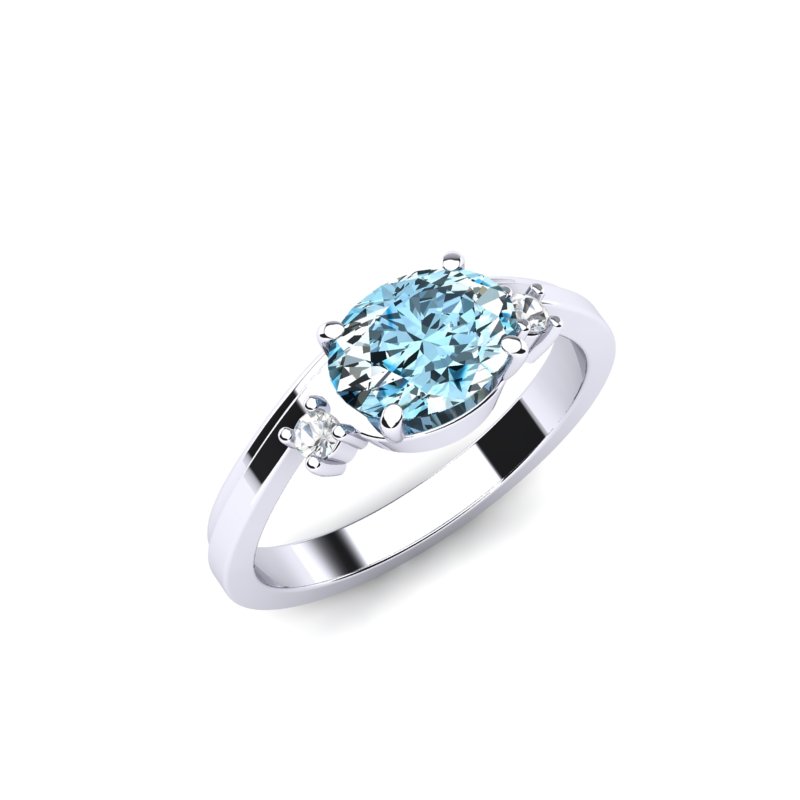 Prsten od belog zlata sa akvamarinom i dijamantima Emilija