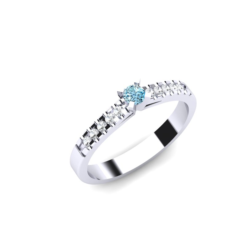 Verenički prsten sa Aquamarinom i Dijamantima Akva
