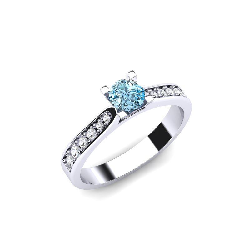 Prsten od belog zlata sa akvamarinom i dijamantima Irma1