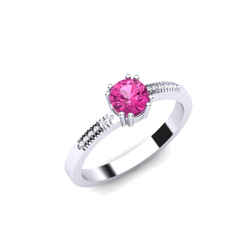 Prsten od belog zlata sa pink safirom i dijamantima Rela