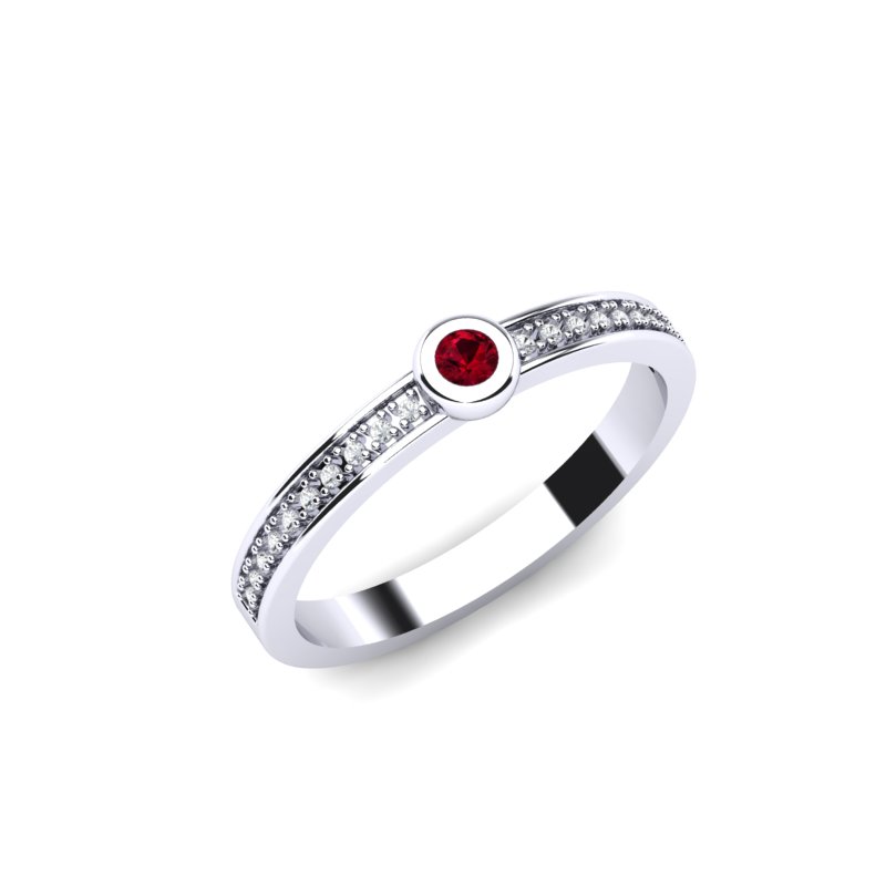 Dijamantski verenički prsten sa Rubinom Ajla