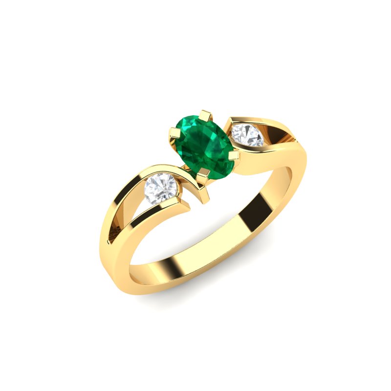 Zlatni prsten sa smaragdom i dijamantima Ira