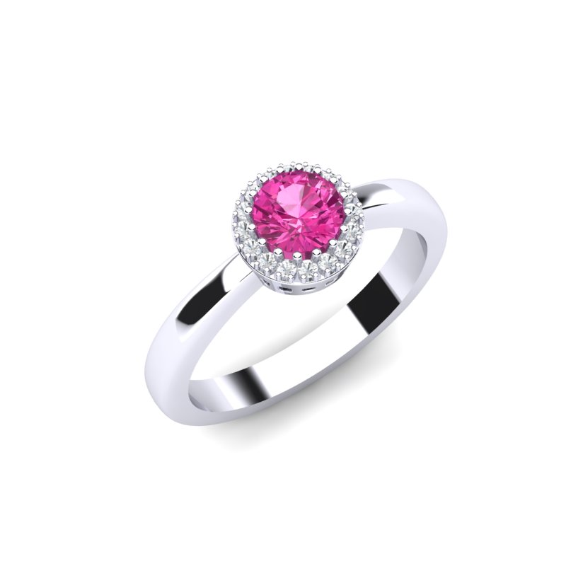 Prsten od belog zlata sa pink safirom i dijamantima Kim
