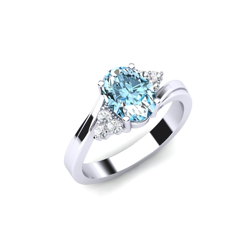 Aquamarin i dijamant na zlatnom prstenu Doris