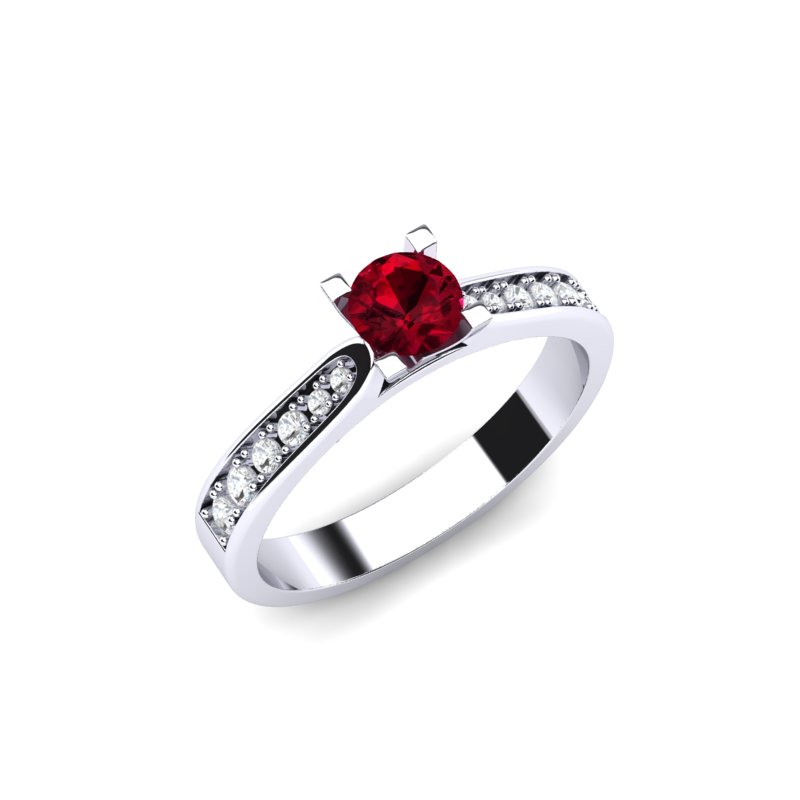 Prsten od belog zlata sa rubinom i dijamantima Irma