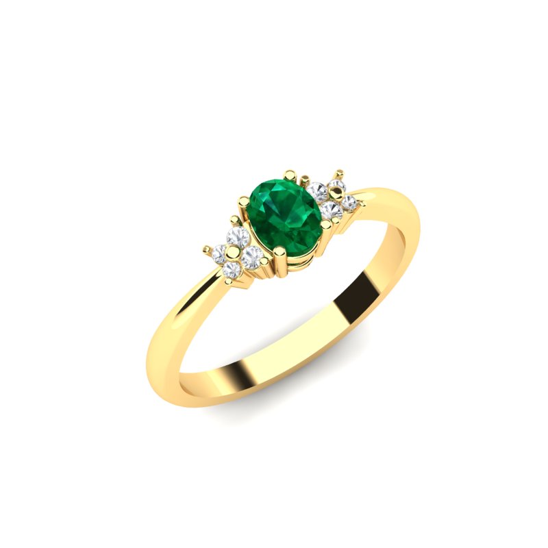 Zlatni prsten sa smaragdom i dijamantima Mirjam