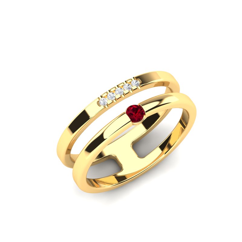 Zlatni prsten sa rubinom i dijamantima Kata