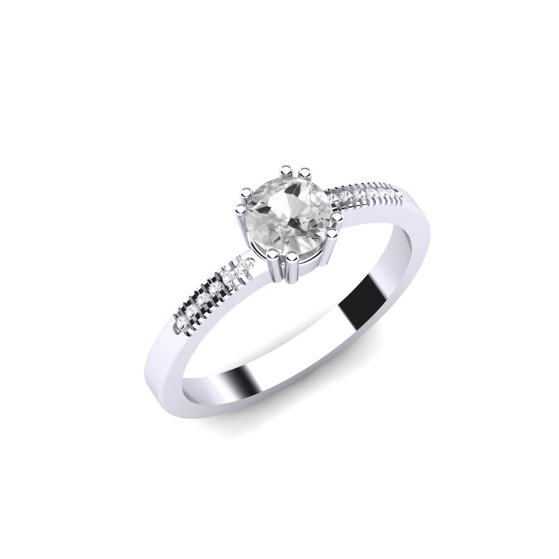 Prsten od belog zlata sa belim safirom i dijamantima Miona