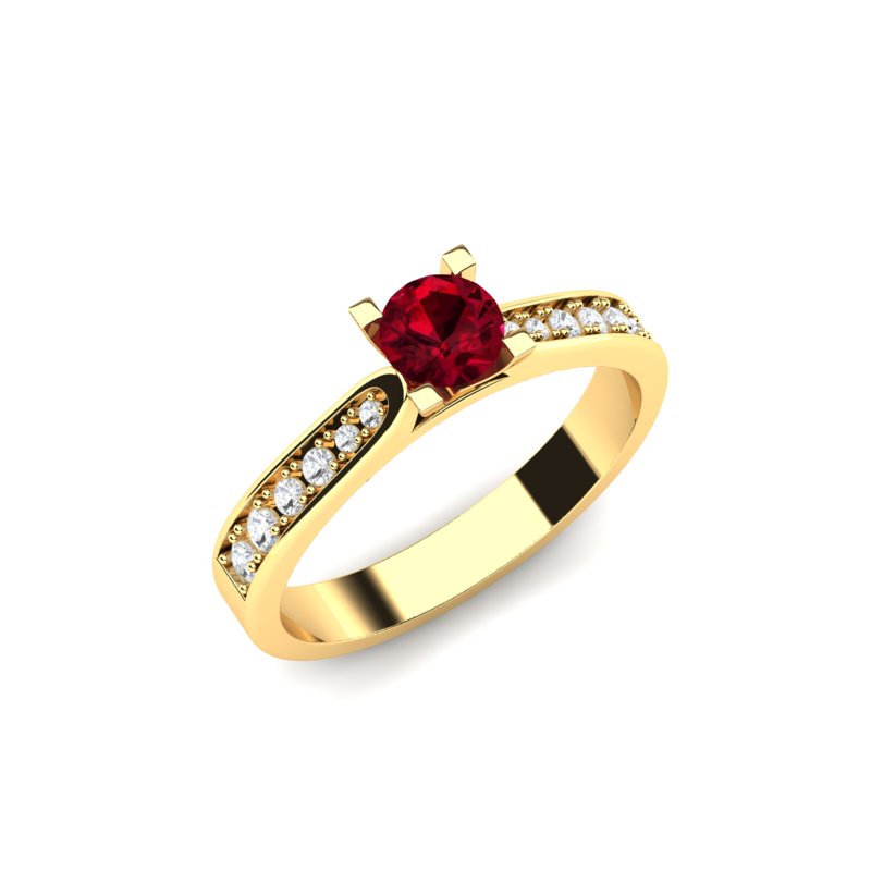 Zlatni prsten sa rubinom i dijamantima Enna