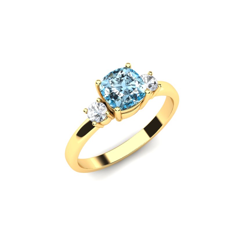Zlatni prsten sa akvamarinom i dijamantima Ina