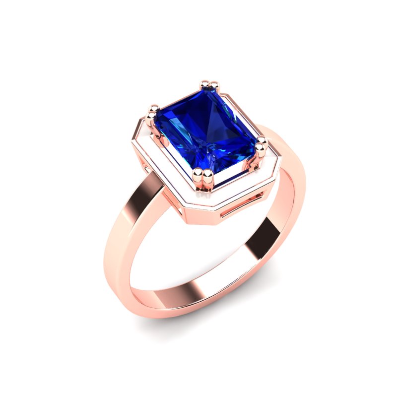 Verenički prsten od roze zlata sa Safirom u kombinaciji sa belom Vivom Fama