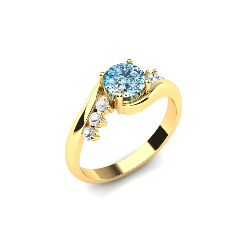 Zlatni prsten sa akvamarinom i dijamantima Kjara