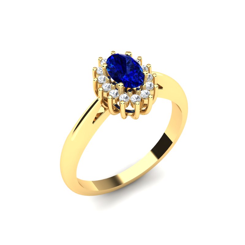 Zlatno prstenje sa safirom i dijamantima Dajana