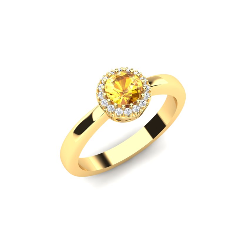 Zlatni prsten sa žutim safirom i dijamantima Ivon