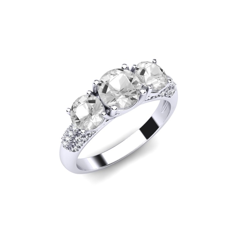 Prsten od belog zlata sa belim safirom i dijamantima Anja