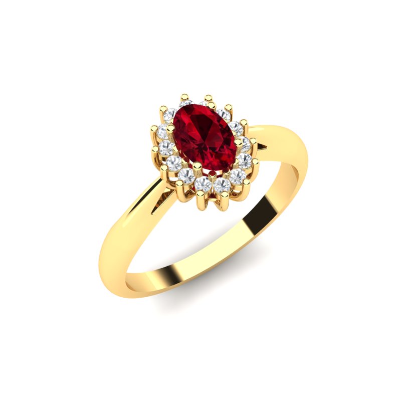 Zlatni prsten sa rubinom i dijamantima Dajana