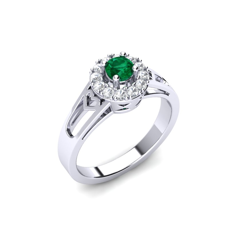 Smaragd i Dijamant na na zlatnom prstenu Burcu