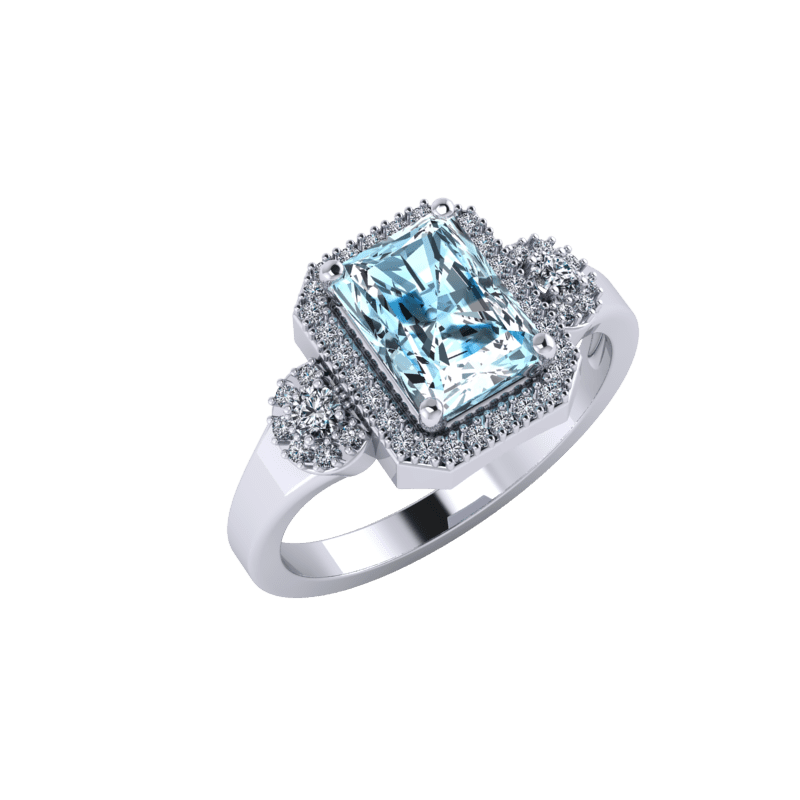 Verenički prsten sa Aquamarinom i dijamantom Dorotea