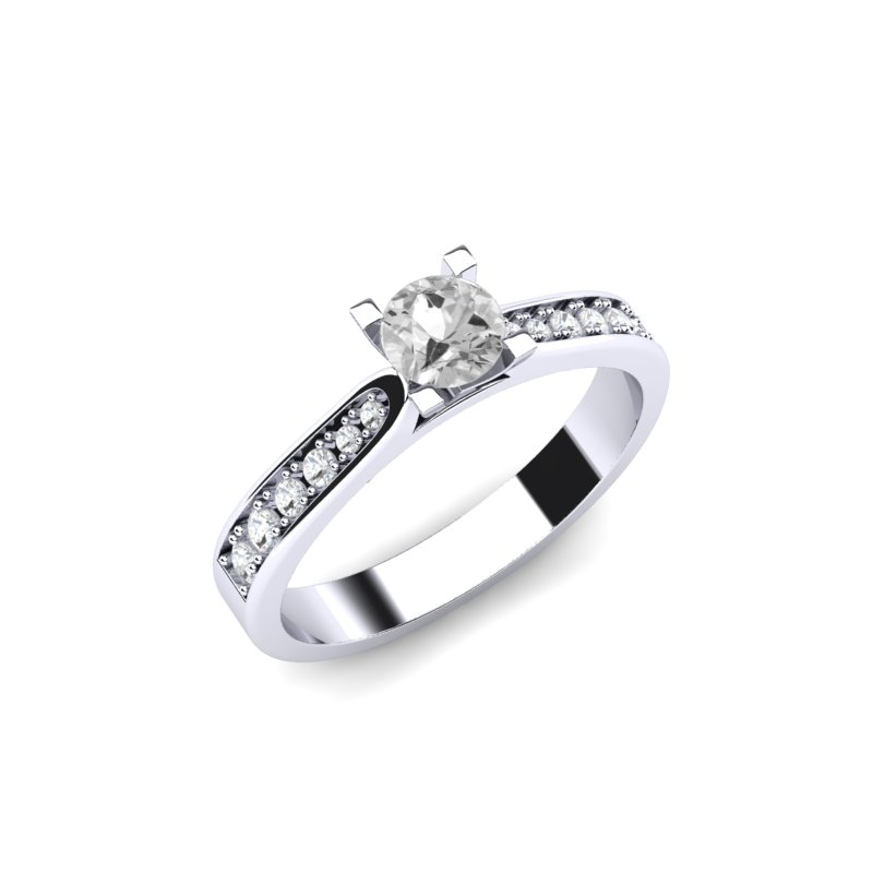 Prsten od belog zlata sa belim safirom i dijamantima
