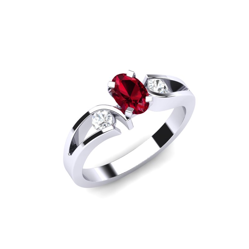 Prsten od belog zlata sa rubinom i dijamantima Mila