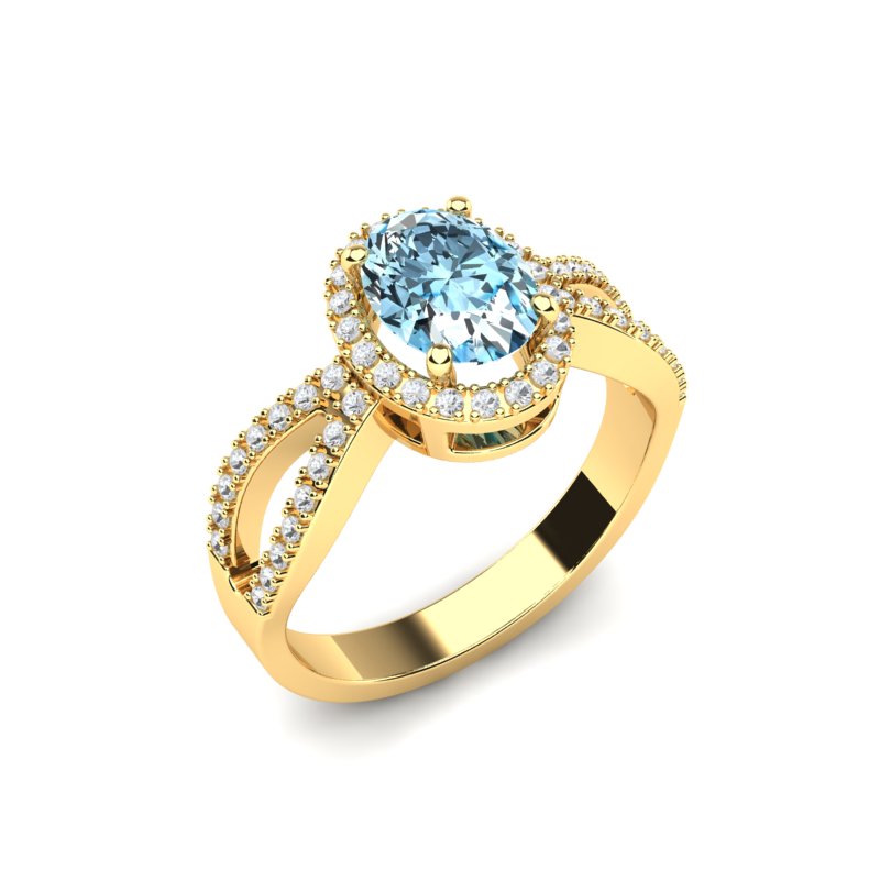 Zlatni prsten sa Aqvamarinom i Dijamatima Katerina