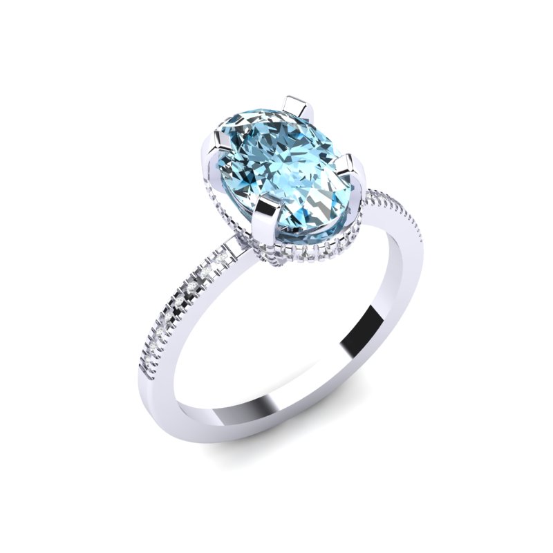 Aquamarin i Dijamanti na vereničkom prstenu Freja
