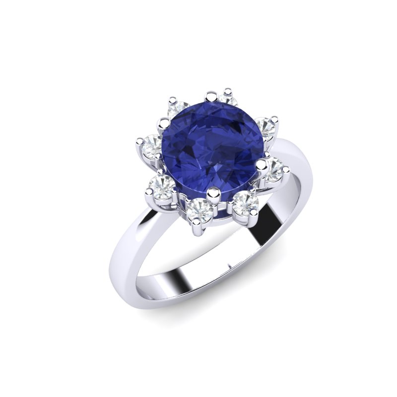 Zlatni verenički prsten sa Tanzanitom i Dijamantima Kira