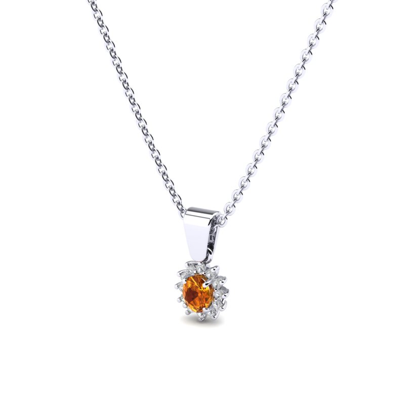 Ogrlica od belog zlata sa narandžastim safirom i dijamantima Zana