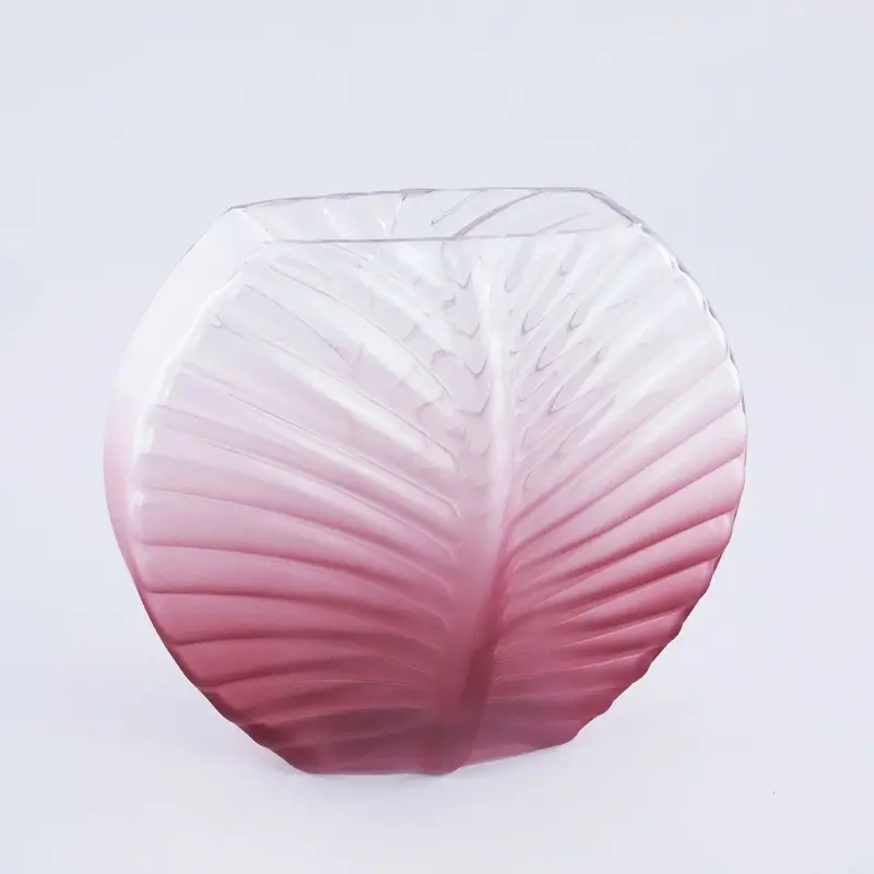 PLATHEA Staklena vaza u obliku lista, 25x11x22cm, Bordo