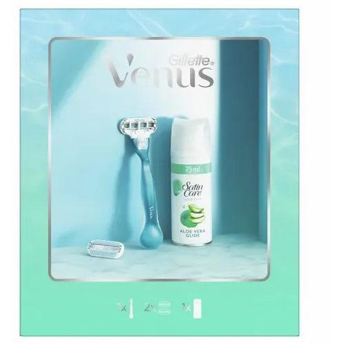 Gillette Giftset Venus Smooth brijač sa dve dopune i gel za brijanje Satin Care 75ml
