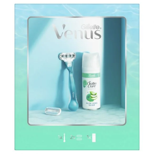 Gillette Giftset Venus Smooth brijač sa dve dopune i gel za brijanje Satin Care 75ml