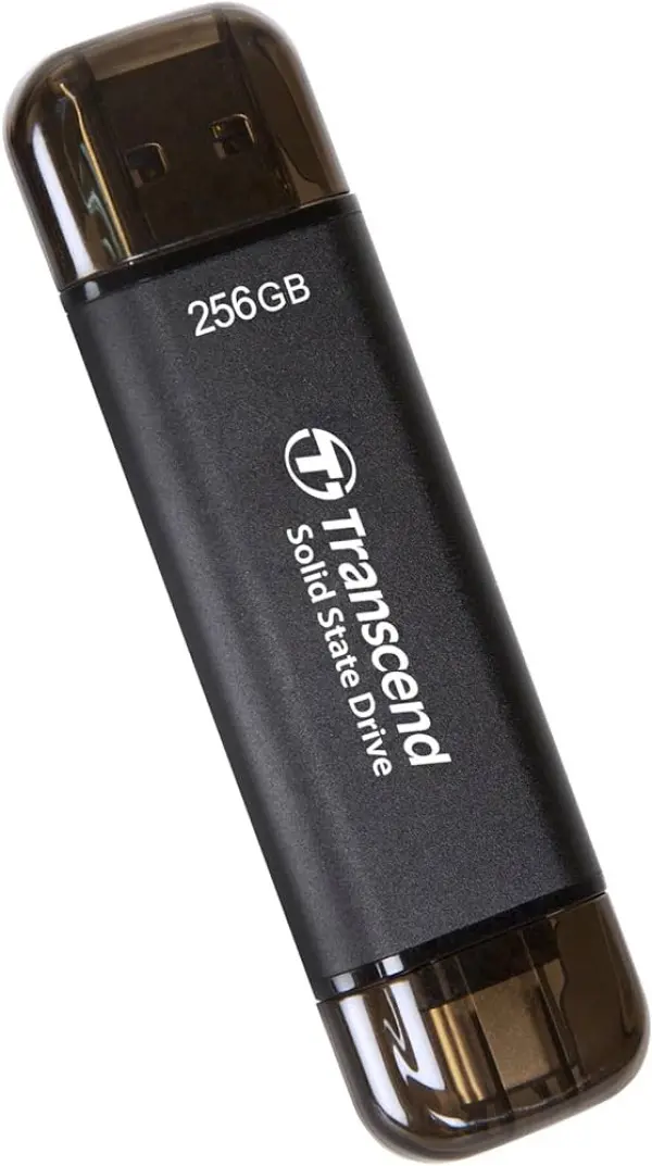 256GB, Portable SSD, ESD310, USB 3.1 Gen 2, USB Type-A/USB Type-C, Write up to 950 MB/s, Read up to 1050 MB/s, Black ( TS256GESD310C )