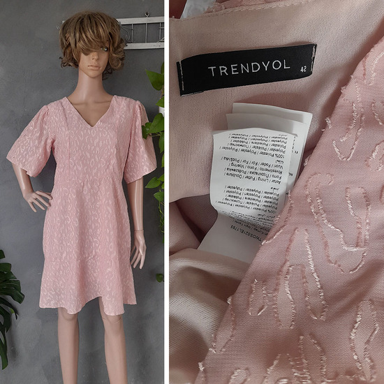 Trendyol puder roze haljina 42