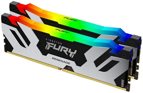 DDR5 96GB (2x48GB) 6400MHz [FURY RENEGADE RGB], Non-ECC UDIMM, CL32 1.4V, 288-pin 2Rx8, Silver/Black, Memory Kit, w/RGB Heatsink, XMP ( KF5