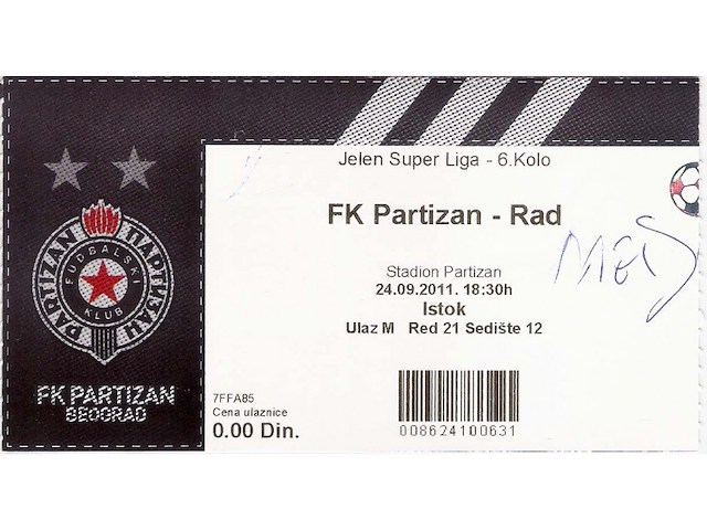 FUDBAL: PARTIZAN - RAD 24.09.2011