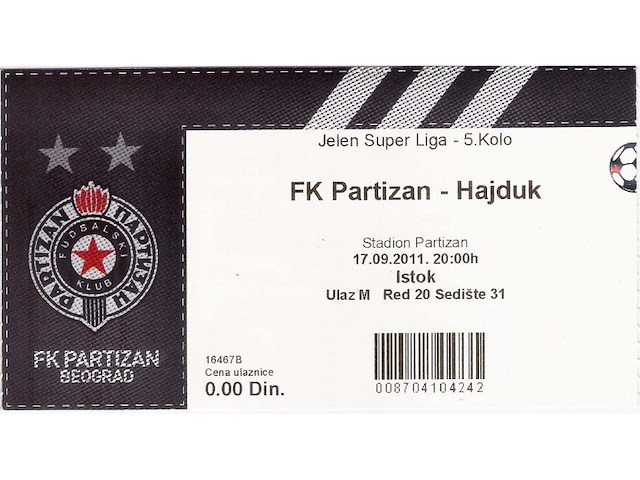 FUDBAL: PARTIZAN - HAJDUK (Kula) 17.09.2011