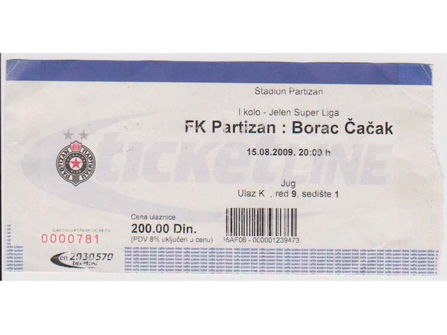 FUDBAL: PARTIZAN - BORAC (Cacak) 15.08.2009